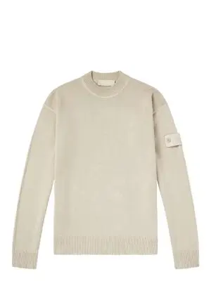 Stone Island STONE ISLAND Ghost Logo-Appliquéd Cotton And Cashmere-Blend Sweater Beige