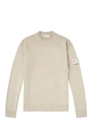 Stone Island Ghost Logo-appliquéd Cotton And Cashmere-blend Sweater - Neutrals
