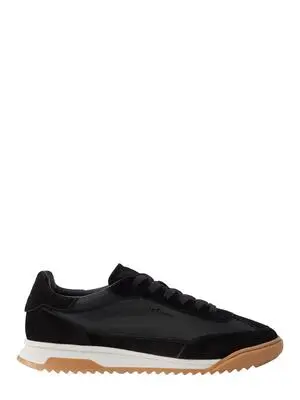 Kiton Logo-embroidered Suede-trimmed Stretch-knit Sneakers - Black
