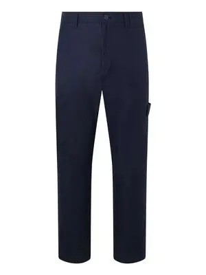 Stone Island Ghost Straight-leg Cotton-canvas Trousers - Navy