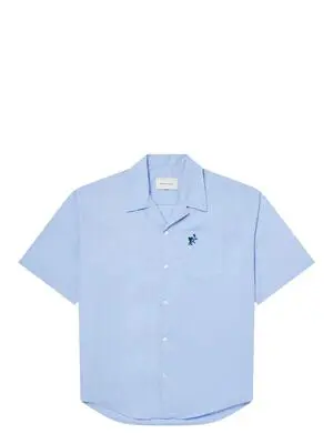 AMI Paris Logo-embroidered Cotton-poplin Shirt - Blue
