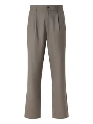 De Bonne Facture Virgin Wool Pleated Straight-leg Trousers - Green