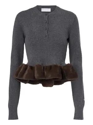 Stella McCartney Peplum Wool-blend Sweater - Grey