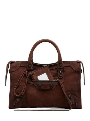 Balenciaga Le City Small Suede Top-handle Bag Brown
