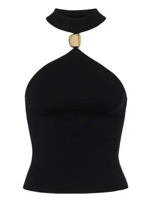 Simkhai Renlen Embellished Halterneck Wool Top - Black