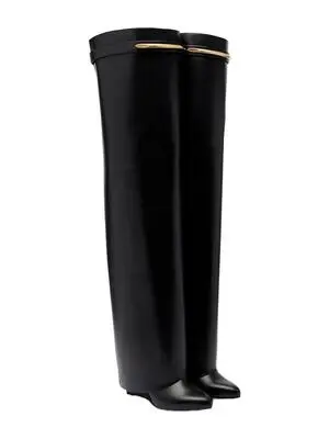 Givenchy Shark Pinch Leather Over-the-knee Boots - Black