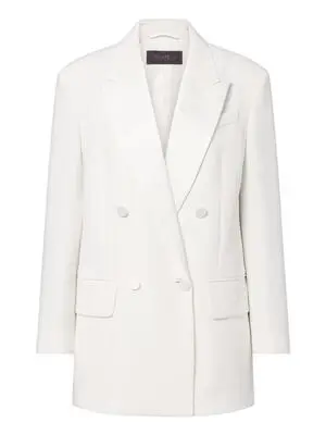 Max Mara Elegante Double-breasted Tuxedo Jacket - White