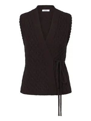 Max Mara Wool And Cashmere Wrap Cardigan Brown