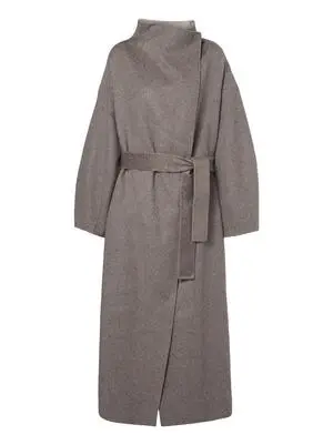 THE FRANKIE SHOP Leroy Reversible Wool-blend Wrap Coat Grey