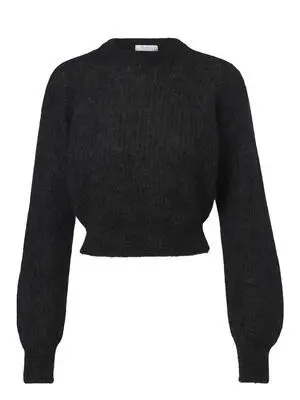 Max Mara Cropped Mohair And Wool-blend Sweater - Grey