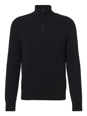 Agnona Cashmere Quarter Zip Sweater - Black