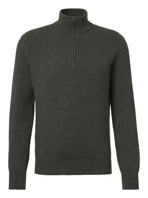 Agnona Cashmere Quarter Zip Sweater - Green