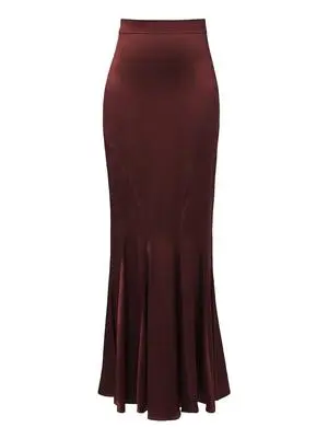 Max Mara Silk Satin Maxi Skirt - Burgundy