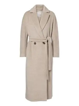 Max Mara Alpaca And Wool Wrap Coat Grey