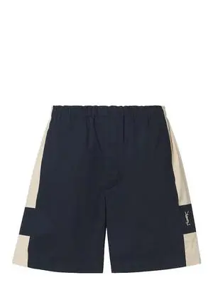 Saint Laurent Cassandre Cotton Canvas Shorts - Blue