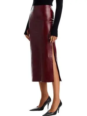 Alice + Olivia Maeve Faux Leather Skirt - Cognac