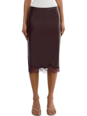 LAMARQUE Sonja Lace Trim Faux Leather Skirt - Vamp