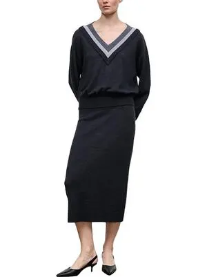 Staud Normandy Merino Wool Midi Sweater Dress - Smoke Multi
