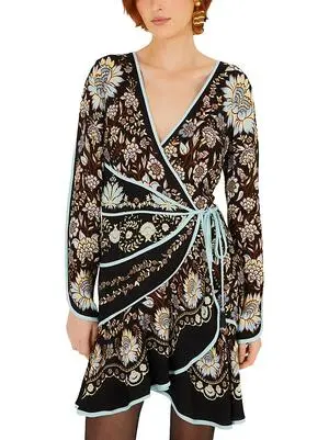 Farm Rio Daniela Mini Wrap Dress - Daniela Black