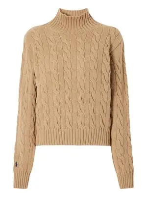 Polo Ralph Lauren POLO RALPH LAUREN Cable-Knit Wool And Cashmere-Blend Turtleneck Sweater Brown