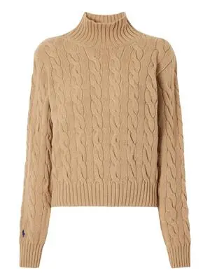 Polo Ralph Lauren Cable-knit Wool And Cashmere-blend Turtleneck Sweater - Camel