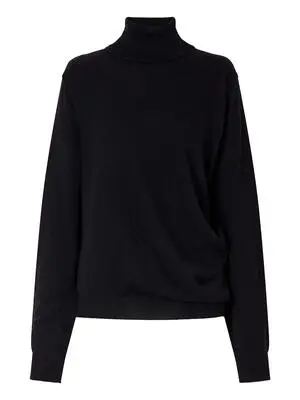 Magda Butrym Gathered Wool Turtleneck - Black