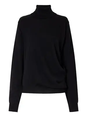 Magda Butrym Gathered Wool Turtleneck - Black