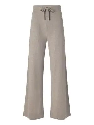 Le Kasha Ribbed Organic Cashmere Wide-leg Pants - Brown
