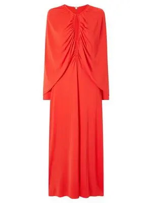 Johanna Ortiz Silent Solstice Cape-effect Draped Stretch-jersey Maxi Dress - Red