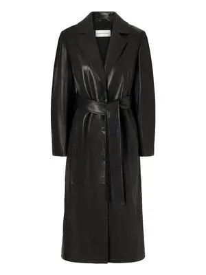 Nour Hammour Camden Belted Leather Coat - Black