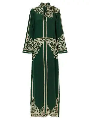 Johanna Ortiz The Windborne Silk-crepe De Chine Maxi Dress - Dark Green