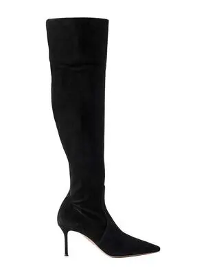 AQUAZZURA Vespera 75 Suede Boots - Black