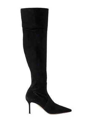 AQUAZZURA Vespera 75 Suede Boots - Black