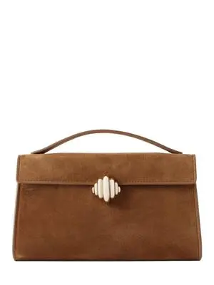 AQUAZZURA Alex Suede Clutch Bag - Tan