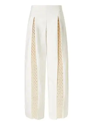 Escvdo Pleated Cotton Wide-leg Jeans - Neutrals