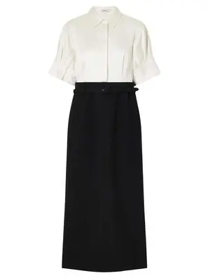 Simkhai Alvera Belted Twill Midi Dress - Ivory