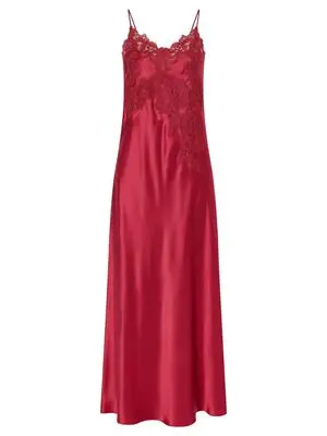 Loretta Caponi Grimilde Lace-trimmed Silk Maxi Dress - Red