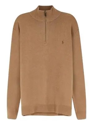 Polo Ralph Lauren Polo Ralph Lauren Knit Sweater With High Collar And Half Zip Brown