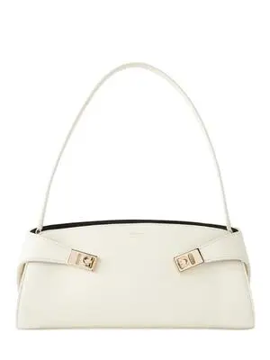 FERRAGAMO Hug Leather Shoulder Bag Cream