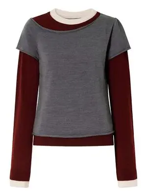 Staud Sera Layered Wool-blend Sweater - Gray