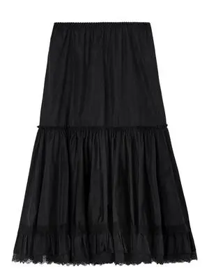 GANNI Flyweight Nylon Tiered Skirt - Black