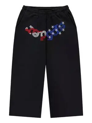 SP5DER Og Web Rhinestone Track Shorts - Black