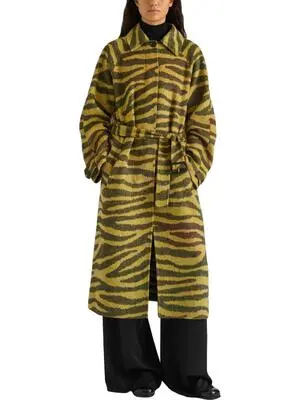Proenza Schouler White Label Juliette Zebra-jacquard Coat - Yellow