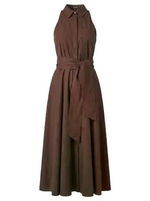 TOCCIN Chelsea Tie-front Shirt Midi Dress - Brown