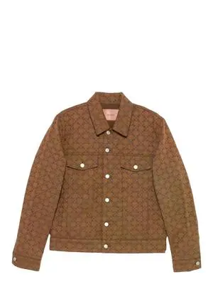 Sandro Monogram-pattern Denim Jacket - Brown