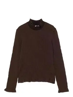 SANDRO Smocked Ruffled Top