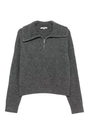 Maje Half-zip High-neck Sweater Grey