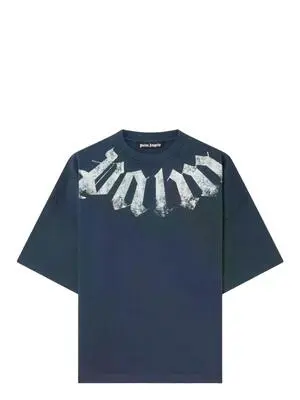 Palm Angels Logo-print Cotton T-shirt - Blue