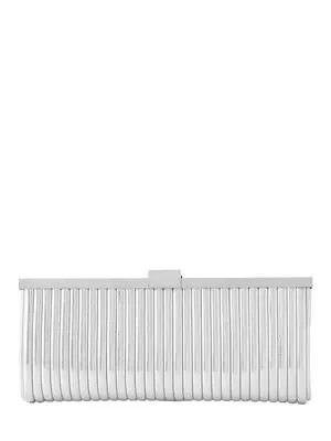 AQUAZZURA Heatwave Metallic Leather Clutch - Silver