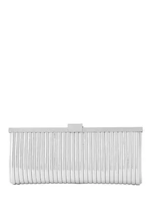 AQUAZZURA Heatwave Metallic Leather Clutch - Silver